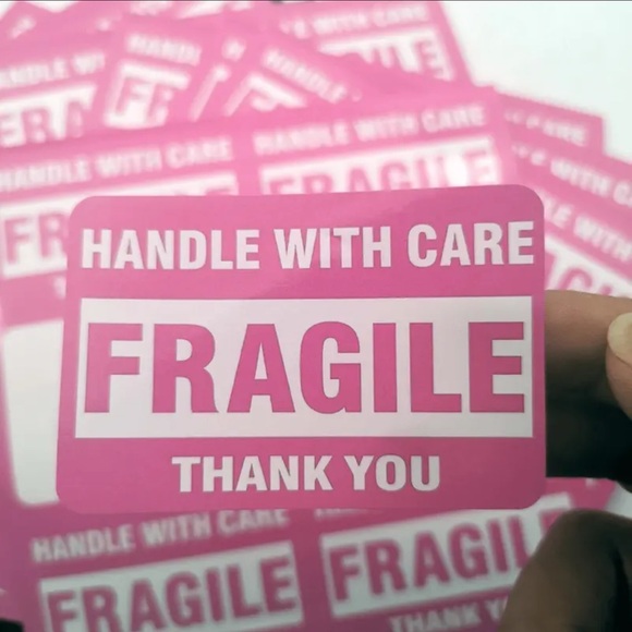 Office | Set Of 3 Pink Fragile Handle With Care Stickers | Poshmark